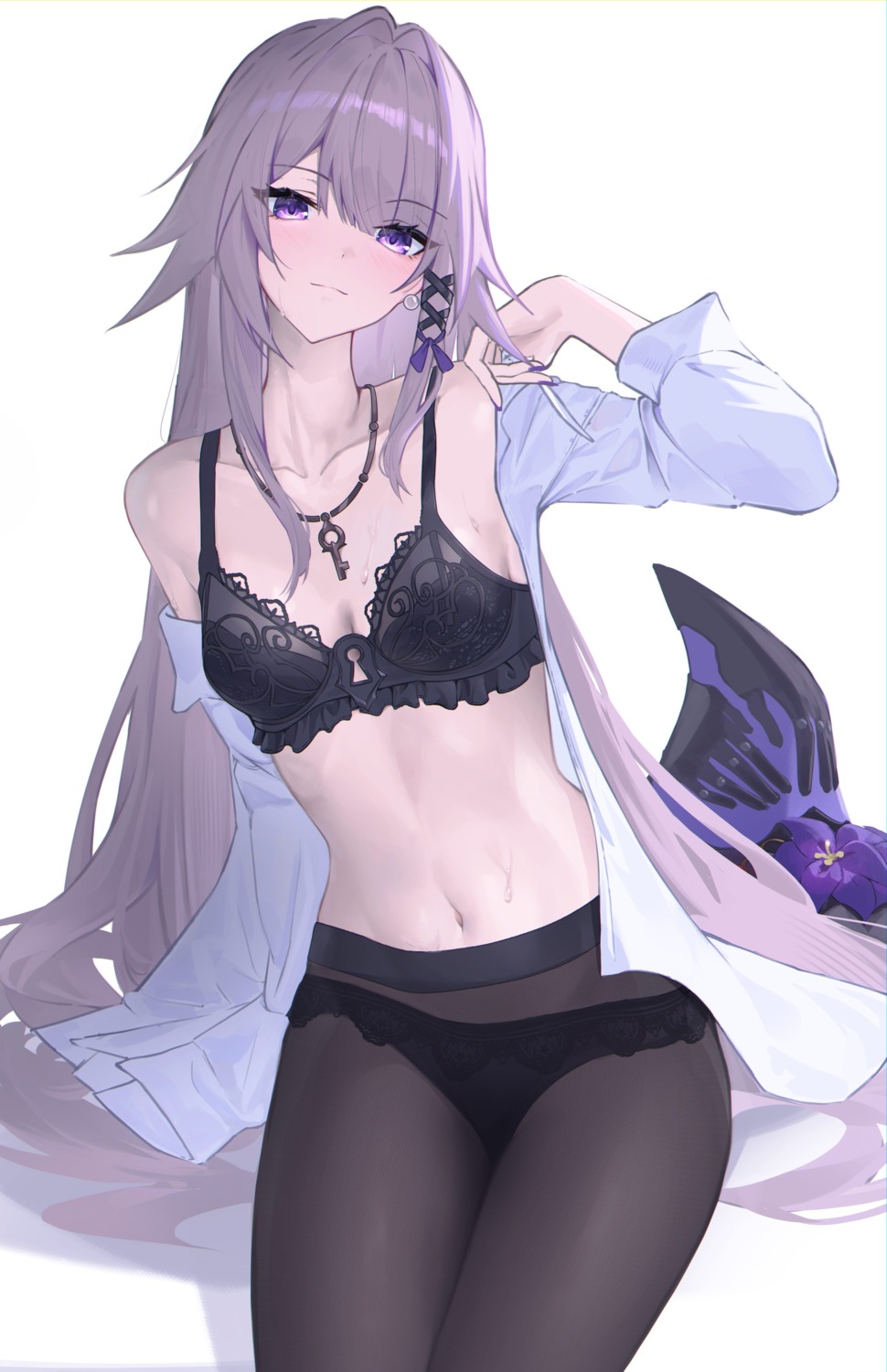 bakemonsou honkai: star rail herta bra dress shirt lingerie open shirt pantsu pantyhose wet ...